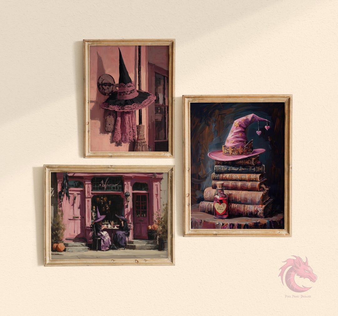 Preppy Witchy Printable Poster Set of 3, Girly Halloween Room Decor ...