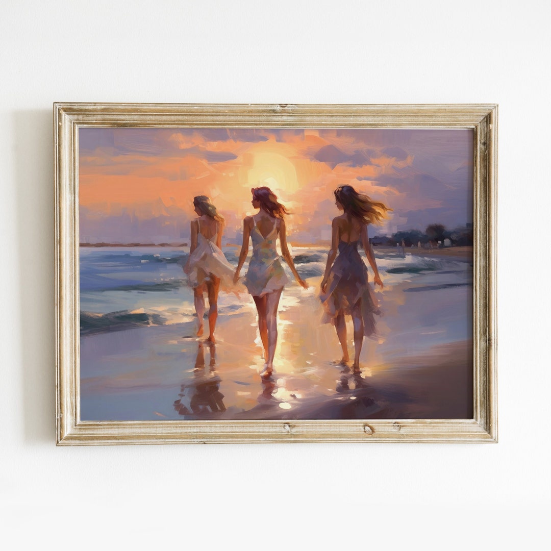 Beach Sunset Girly Printable Wall Art, Preppy Room Decor, Trendy Summer ...