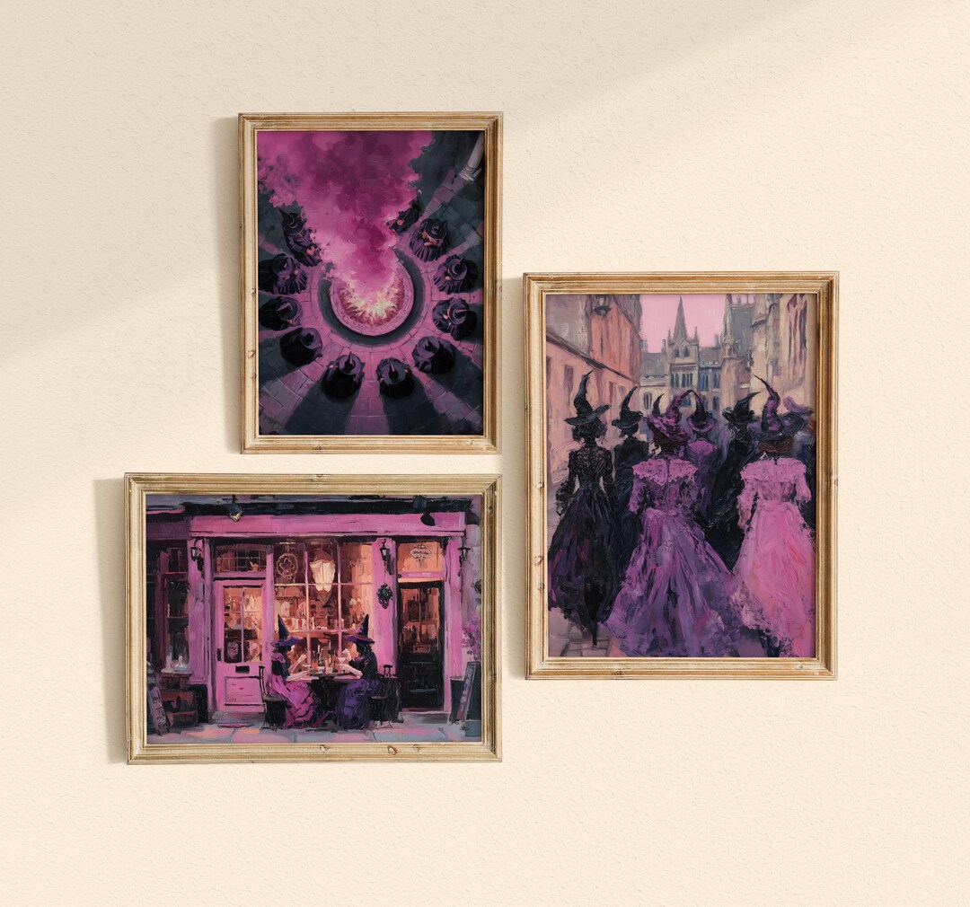 Preppy Witchy Printable Poster Set of 3, Girly Halloween Room Decor ...