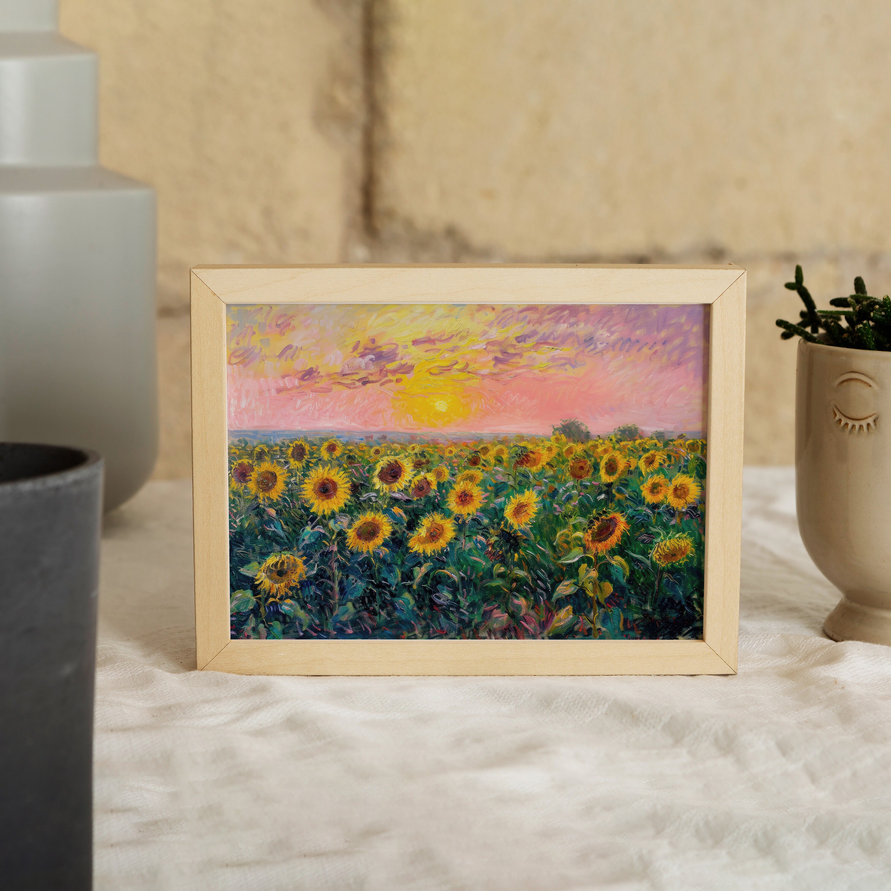 Sunflower Field at Sunset Printable Wall Art, Trendy Spring Landscape ...