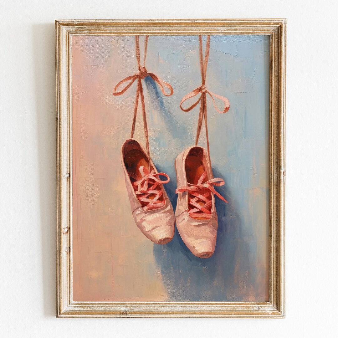 Vintage Ballerina Shoes Pointe Wall Art Print, Preppy Dorm Decor, Girly ...