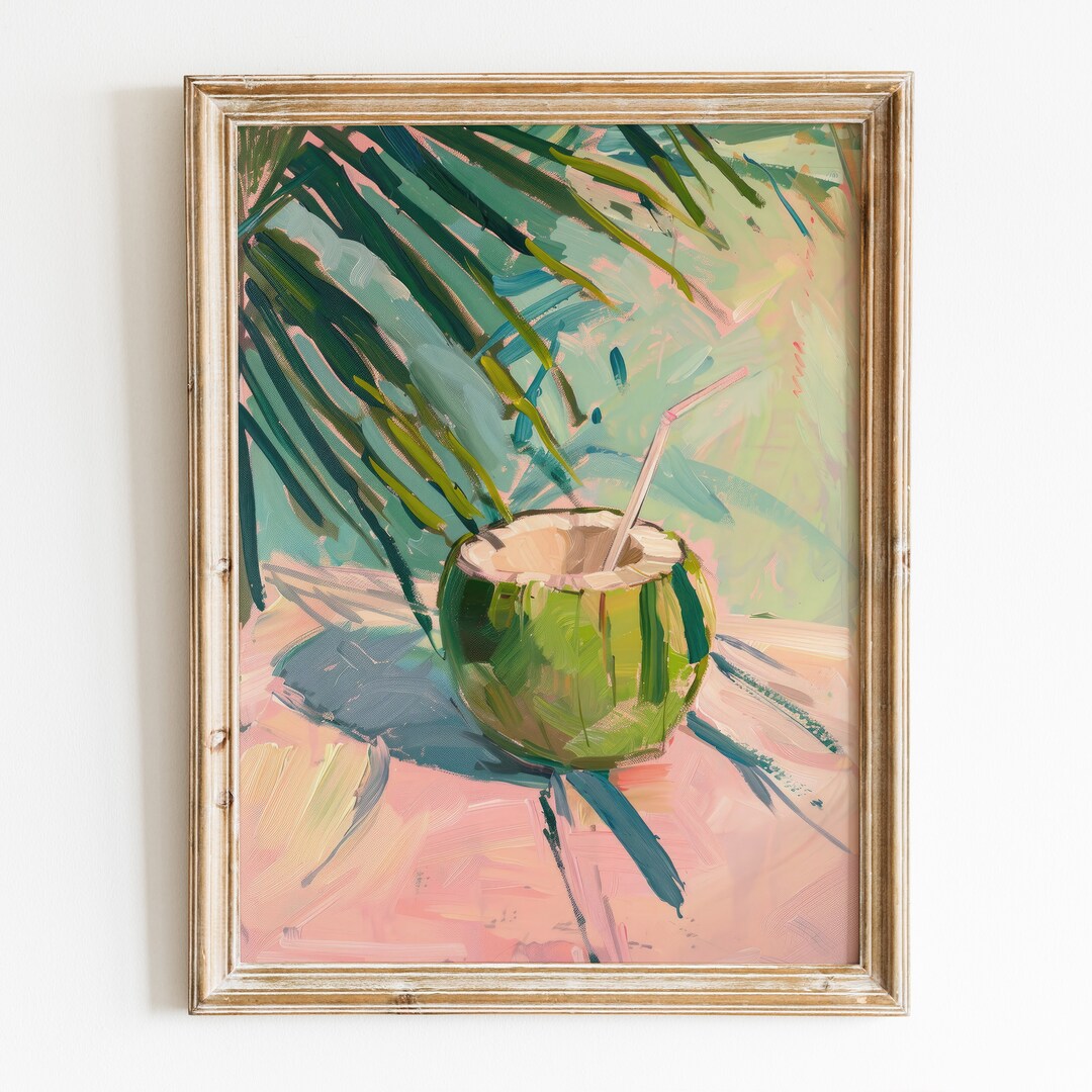 Preppy Coconut Printable Wall Art, Trendy Hawaiian Art, Preppy Room ...
