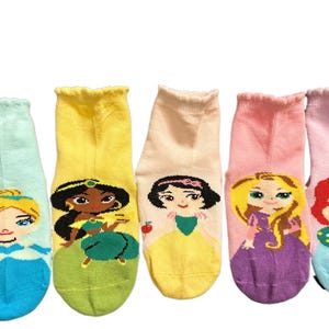 5 Princess Crew Socks 1-3y 3-6y Anti-skid Baby Toddlers Kawaii Non-slip ...
