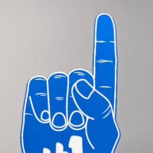 Foam Finger Sticker - Blue Sports Fan Decal - Supportive Team Cheer ...