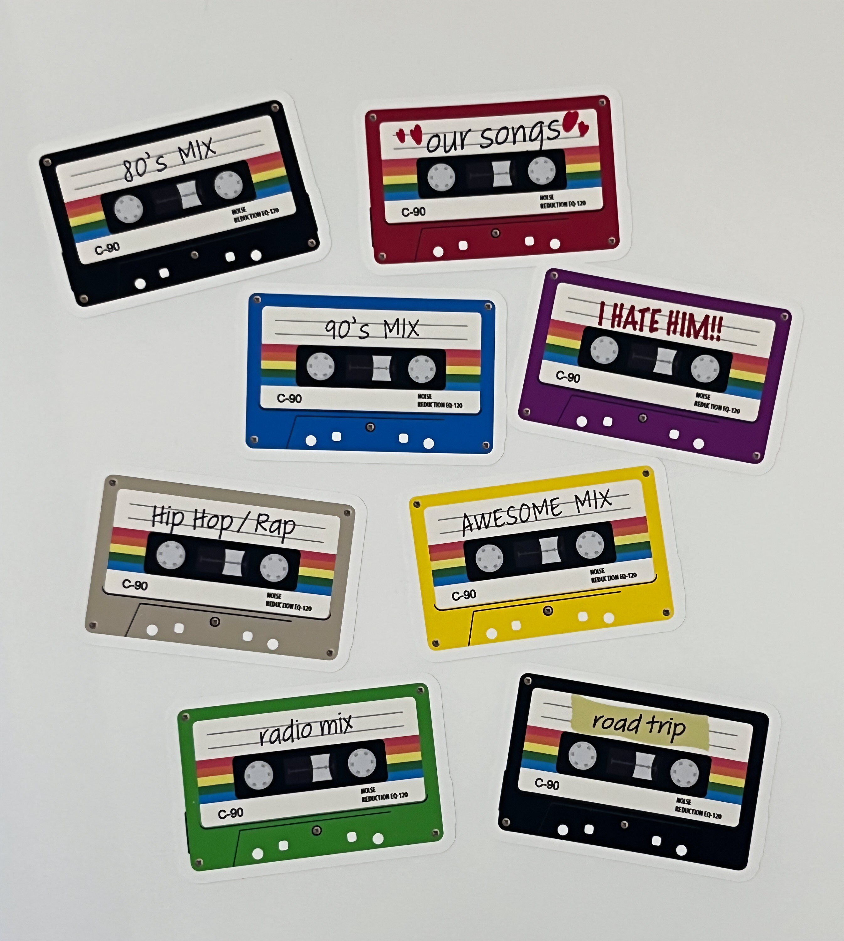 Personalized Retro Cassette Tape Stickers Set - Personalized Decals ...