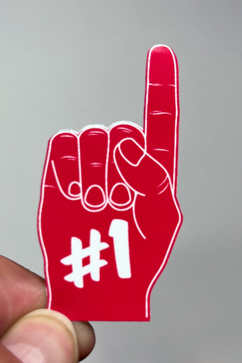 Foam Finger Sticker Red Sports Fan Decal Supportive Team Cheer Vinyl ...