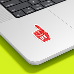 Foam Finger Sticker Red Sports Fan Decal Supportive Team Cheer Sticker ...