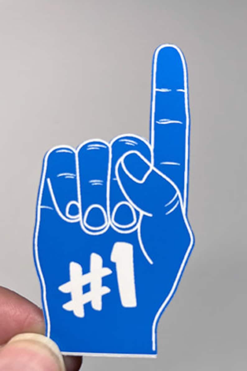 Foam Finger Sticker Blue Sports Fan Decal Supportive Team Cheer Vinyl ...