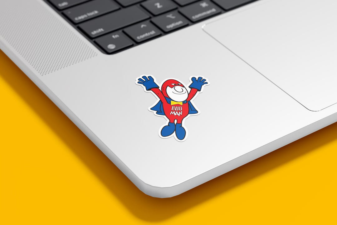 Budman Sticker Retro Beverage Superhero Decal Classic Nostalgia ...