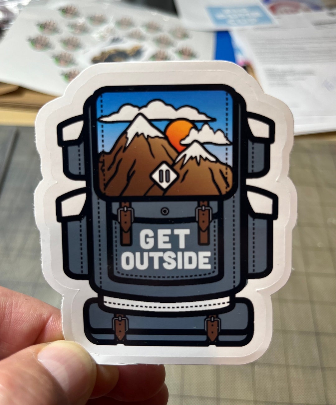 Get Outside Camping Backpack Sticker, Adventure and Hiking Vinyl Decal ...