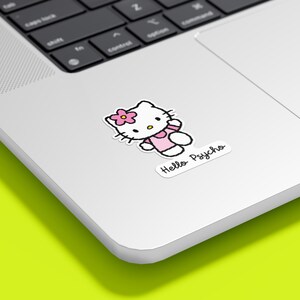 Hello Psycho Kitty Sticker - Cute Quirky Vinyl Decal - Etsy