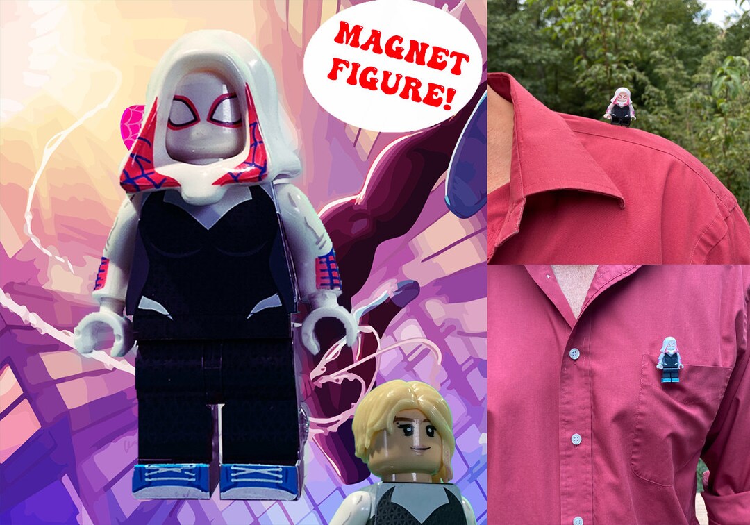 Marvel Block Spider-gwen Magnet Figure Pin, for Shirts, Vests and ...
