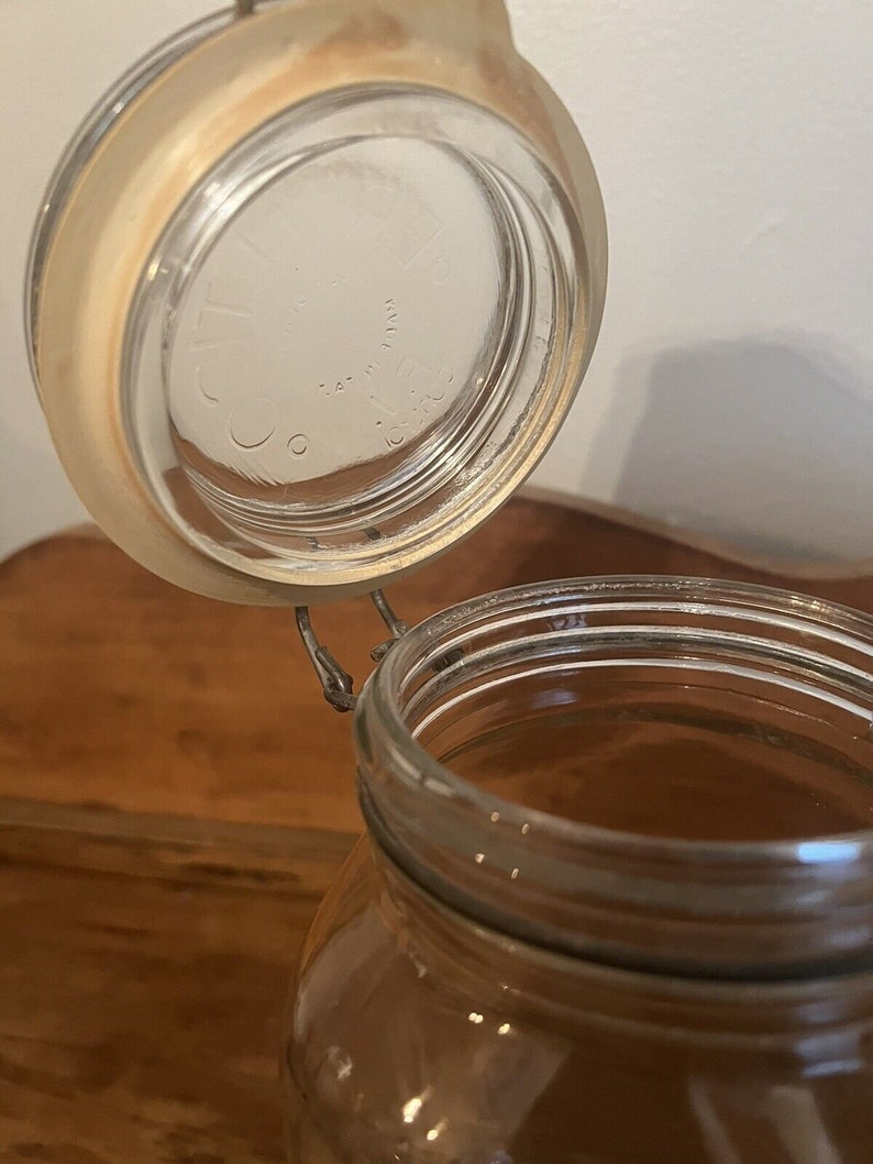 ERMETICO F.V. ITALIAN 1 1/2 Size Metal Latch Clear Minty Glass Jar 8” Tall ITALY - Etsy