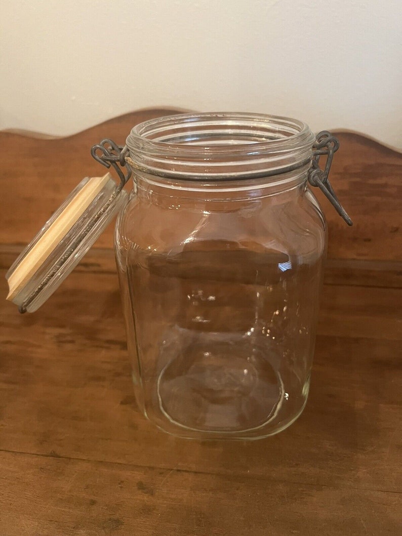 ERMETICO F.V. ITALIAN 1 1/2 Size Metal Latch Clear Minty Glass Jar 8” Tall ITALY - Etsy