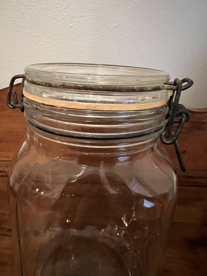 ERMETICO F.V. ITALIAN 1 1/2 Size Metal Latch Clear Minty Glass Jar 8” Tall ITALY - Etsy