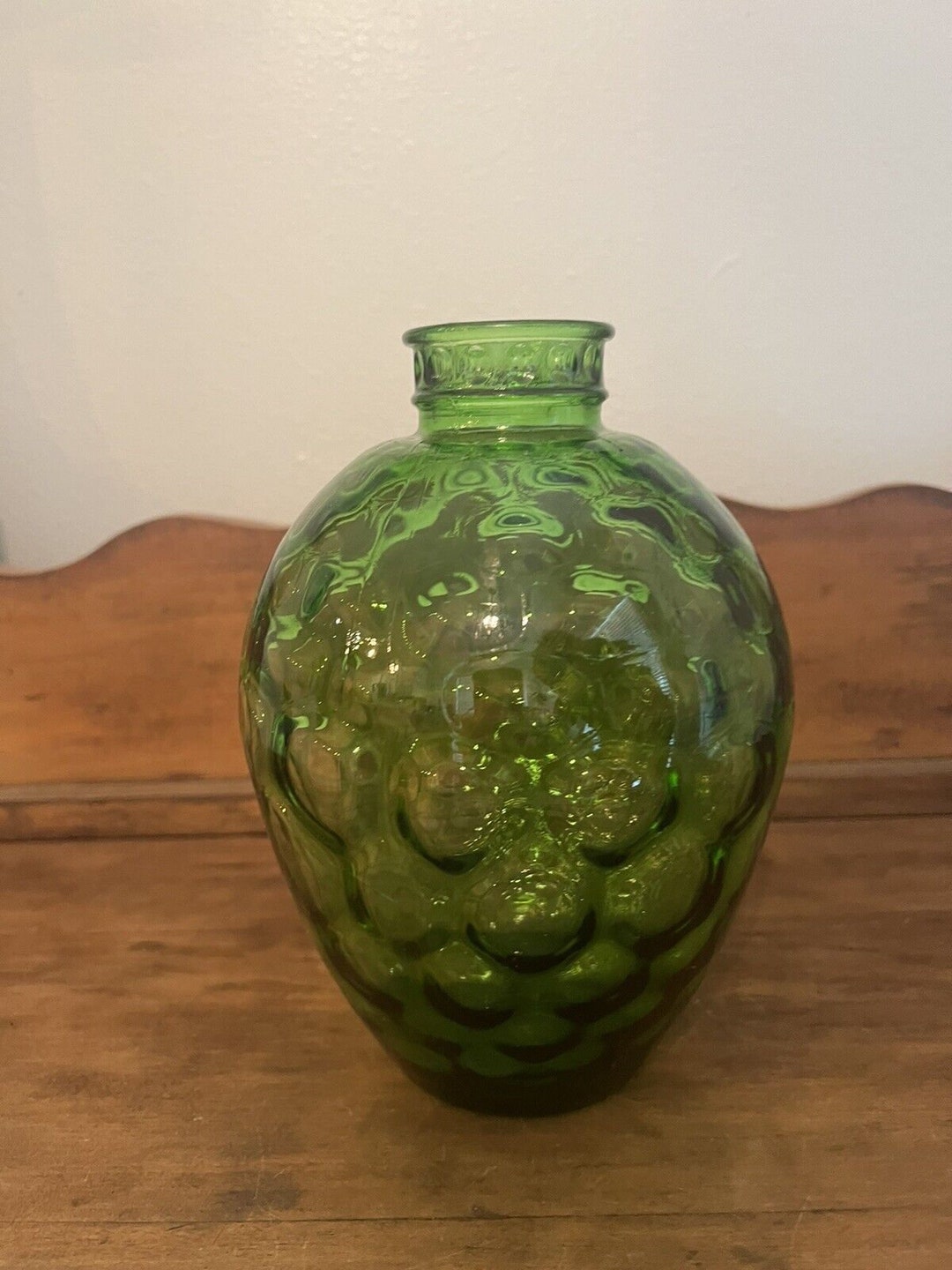 Vintage Wheaton Green Glass Raised Bubble Vase Bottle/vase - Etsy Australia