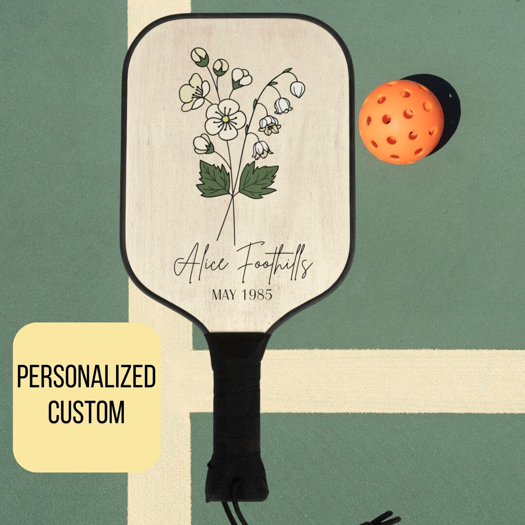 Birth Month Flower Personalized Pickleball Paddle Custom Birthday ...