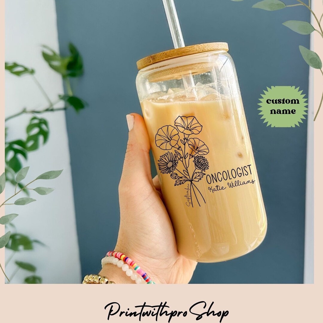 Personalized Oncology Nurse Iced Coffee Cup With Lid,oncologist Gift ...
