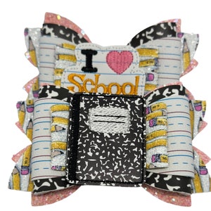 Back to School Pigtail Bows, Pencil and Paper Bows, School Bows, Pencil ...