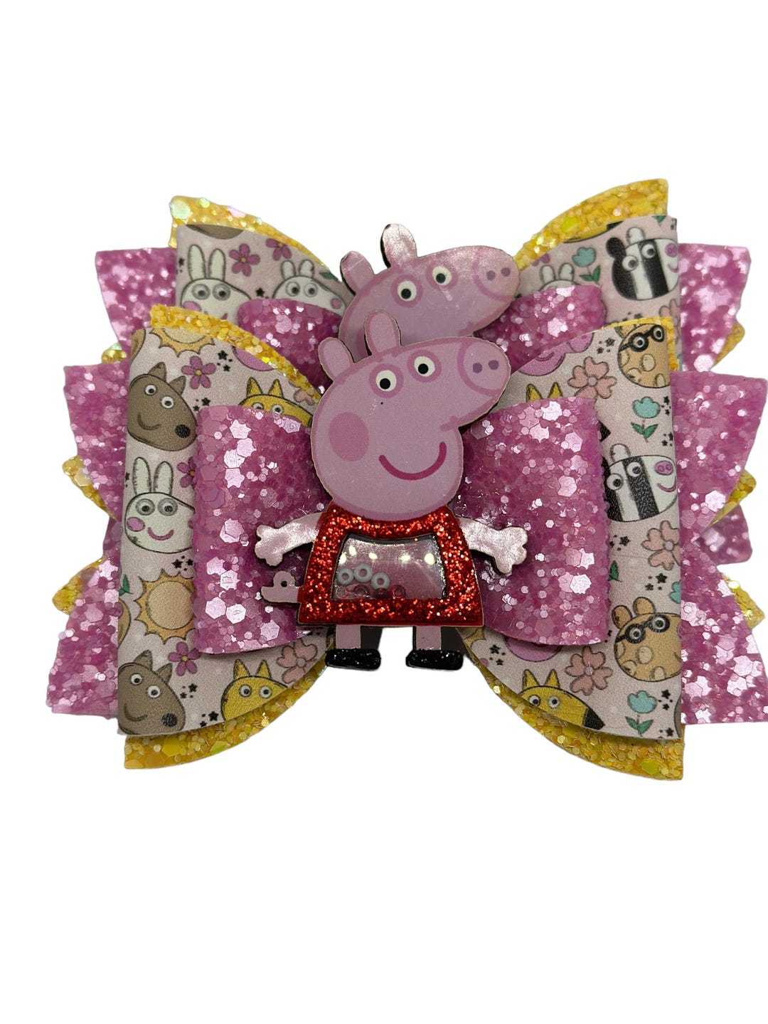 Girls Peppa Pig Bows, Pink Pig Pigtails Bows, British Pig Bows, Cute ...
