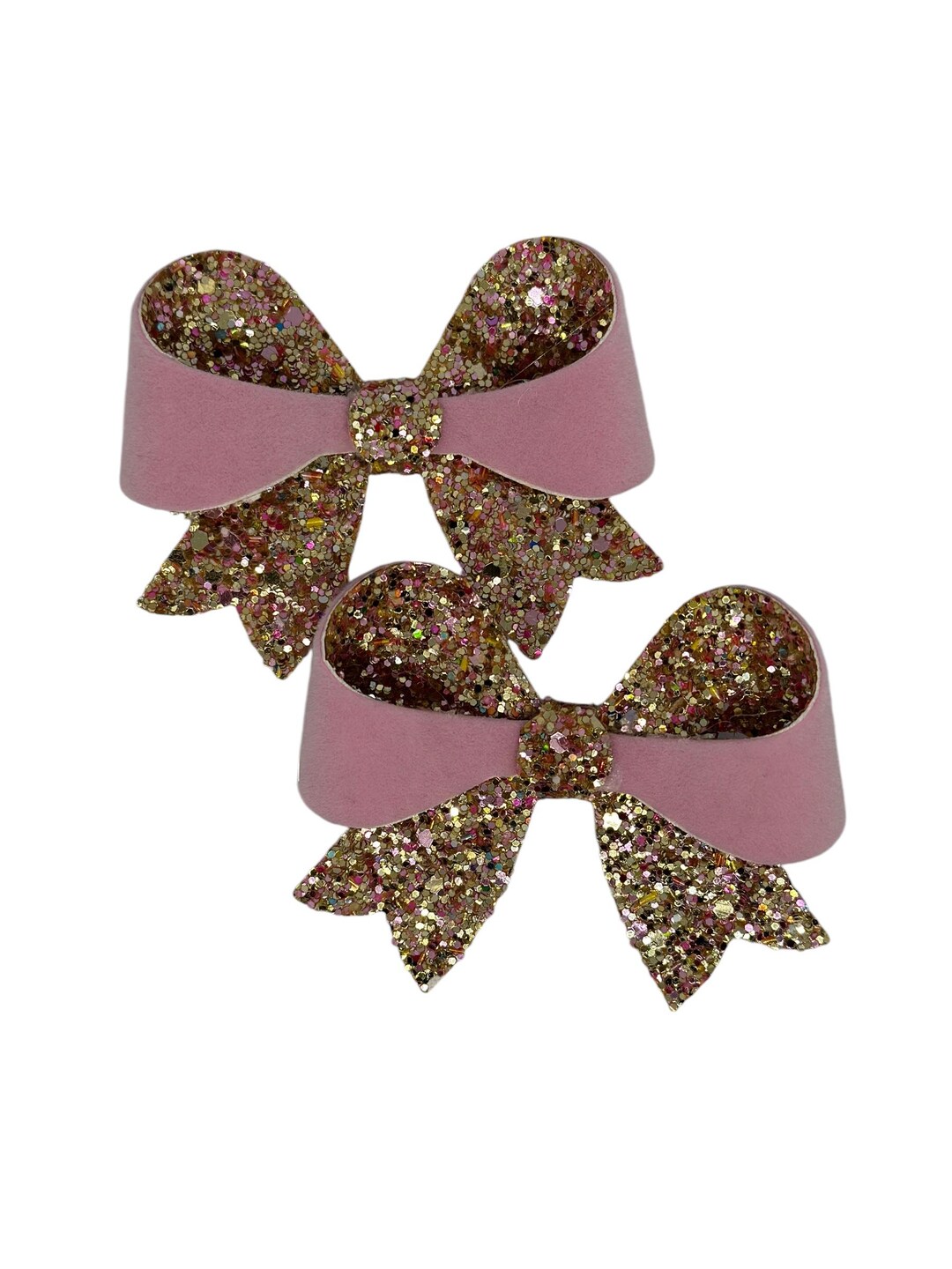 Girls Pink Glitter and Velvet Pigtail Bows, Demure, Mindful, Classic ...