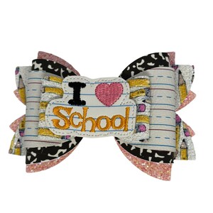 Back to School Pigtail Bows, Pencil and Paper Bows, School Bows, Pencil ...
