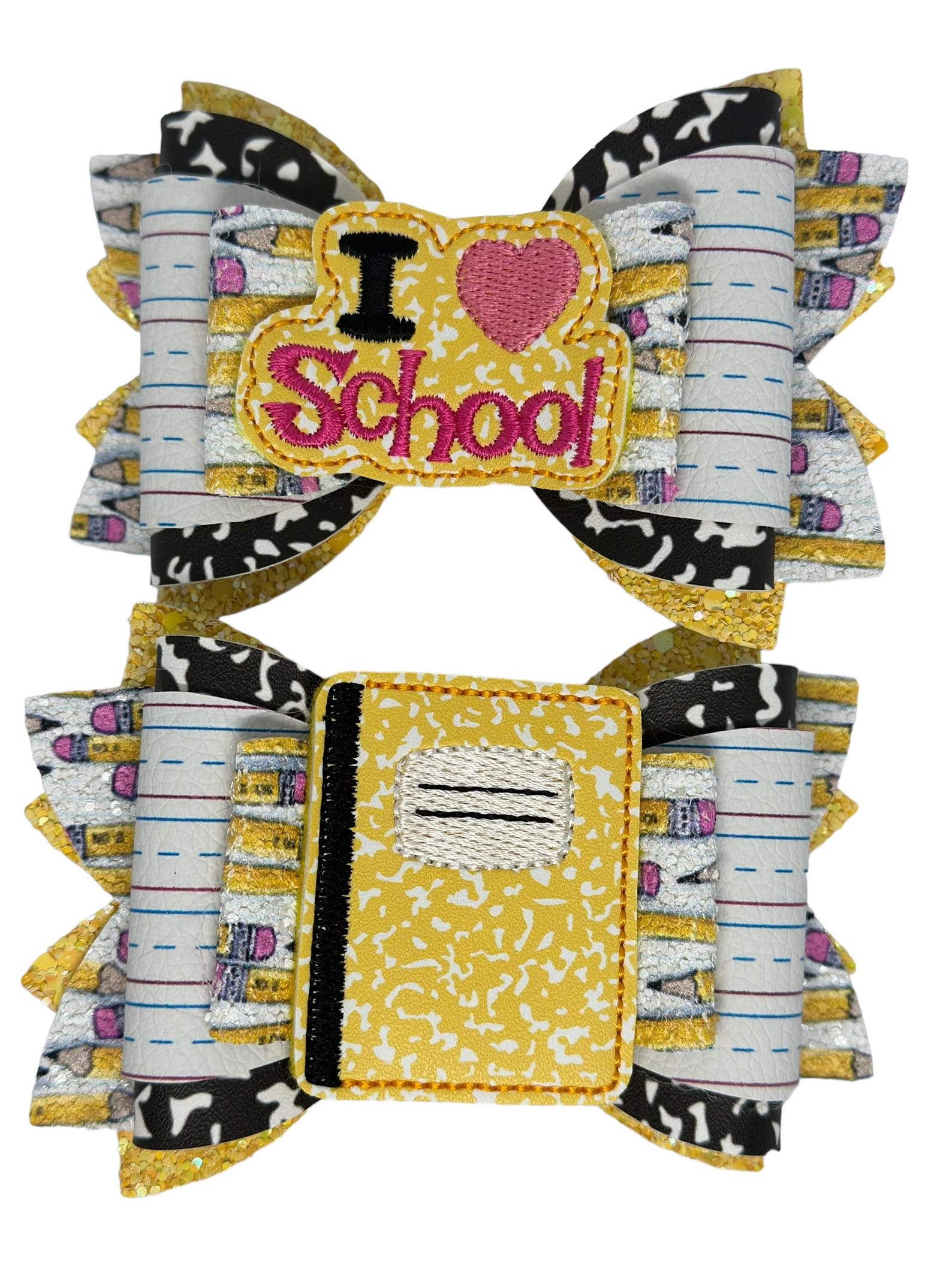 Back to School Pigtail Bows, Pencil and Paper Bows, School Bows, Pencil ...