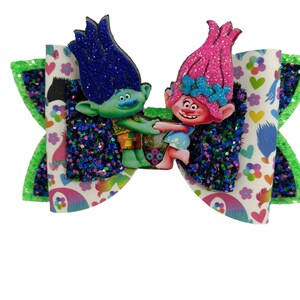 Girls Troll Bows, Troll Pigtails Bows, Branch and Poppy Bows, Branch ...