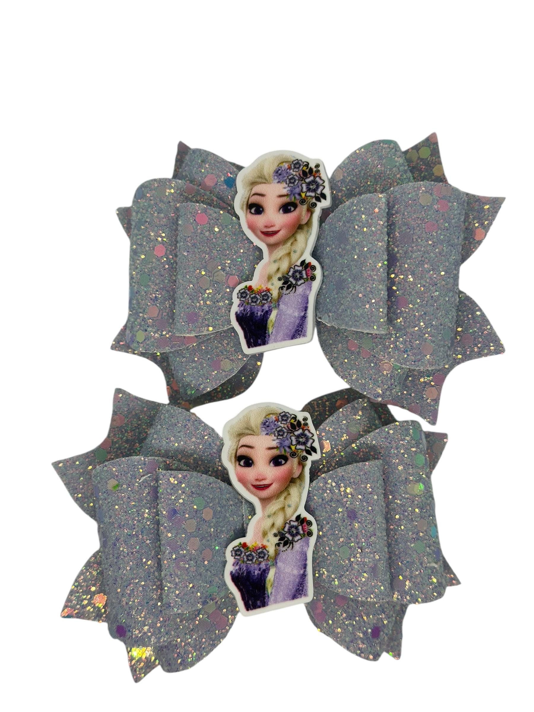 Girls Frozen Pigtail Bow, Birthday Bows, Snowflake Bows, Cute Girls ...