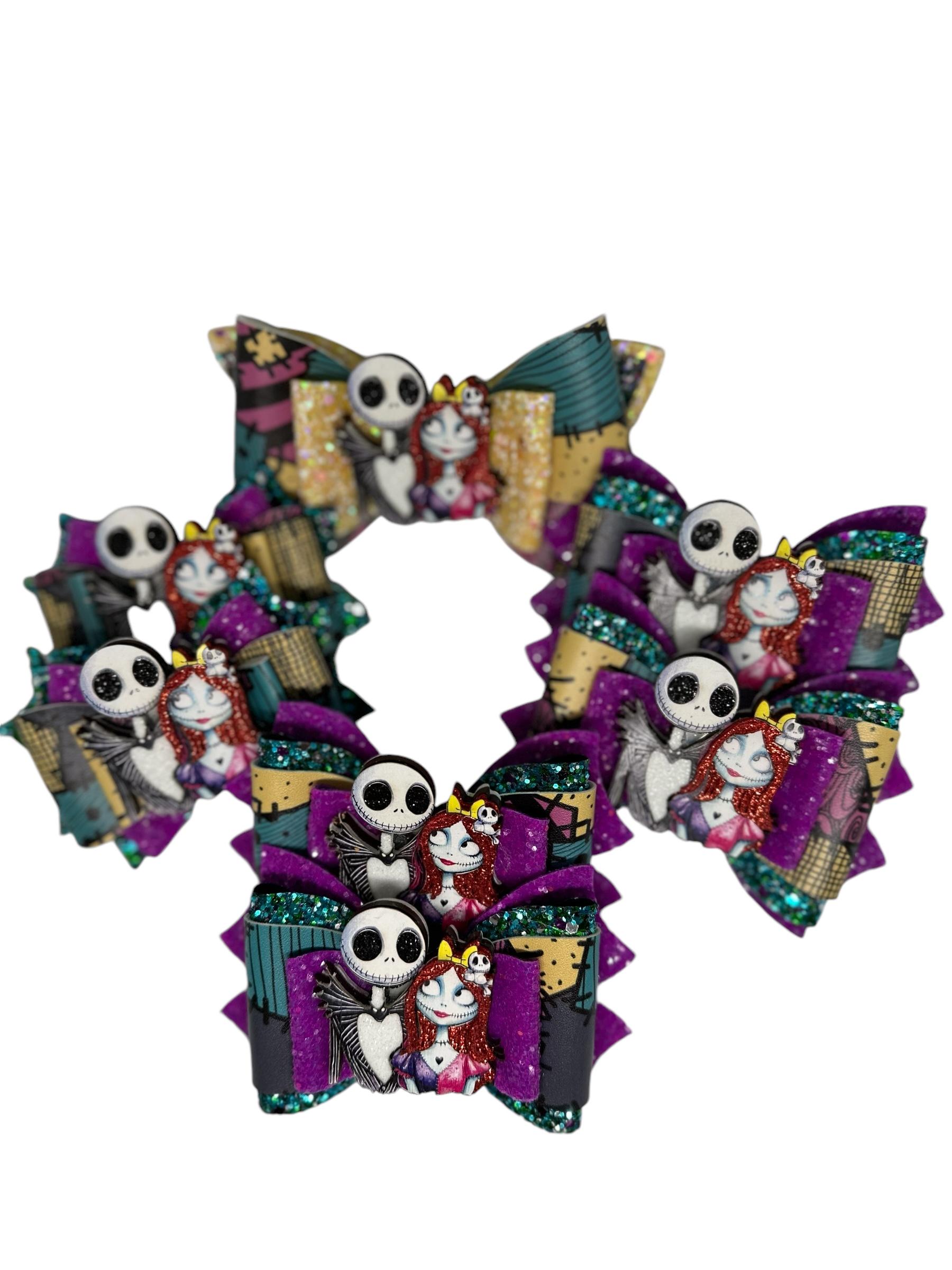 Halloween Bows, Sally and Jack Pigtail Bows, Nightmare Bow, Birthday ...