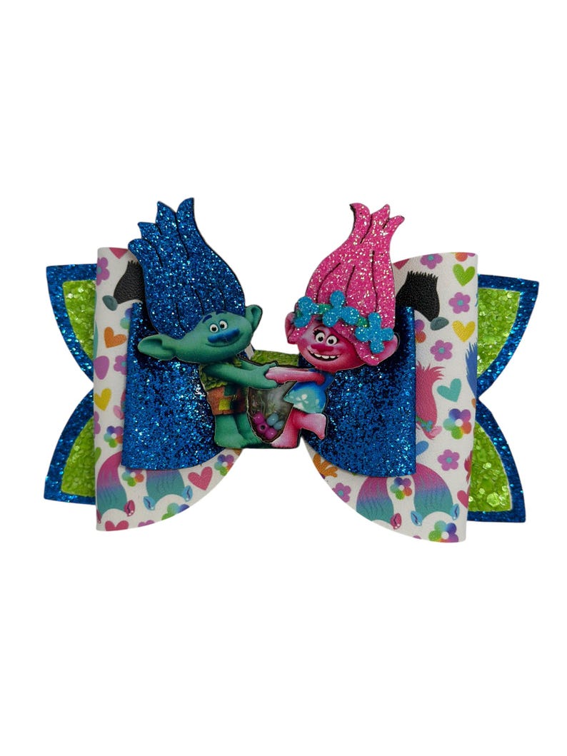 Girls Troll Bows, Troll Pigtails Bows, Branch and Poppy Bows, Branch ...