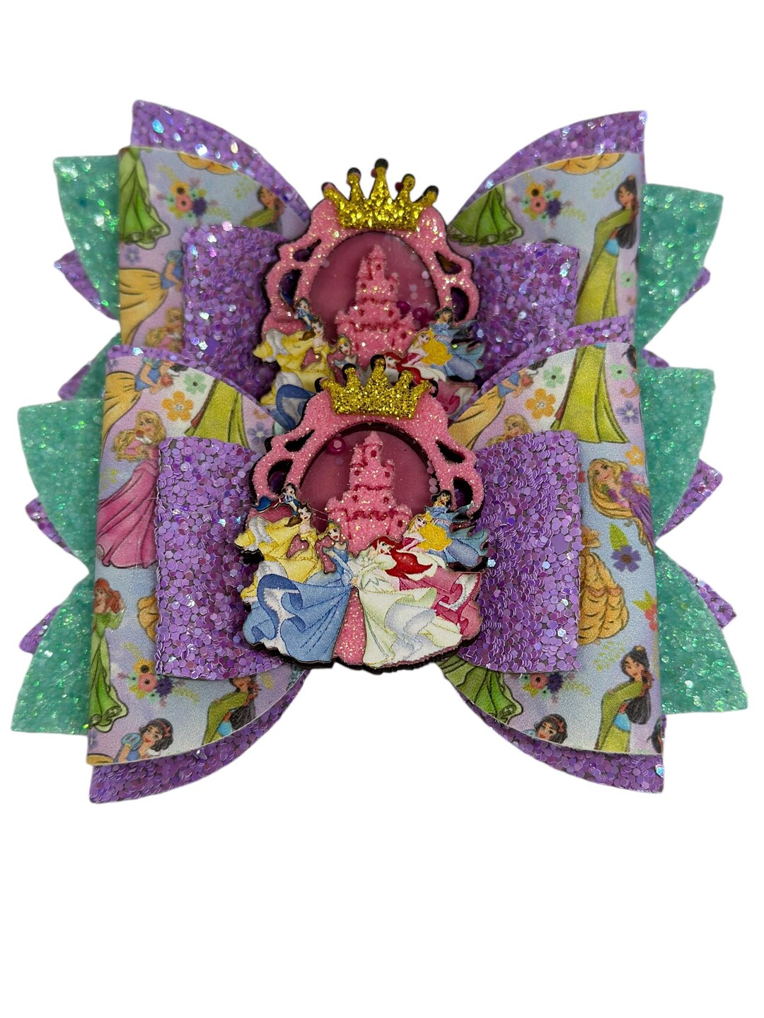 Girls Disney Hair Bows, Disney Princess Pigtail Bows, Princess Bows ...