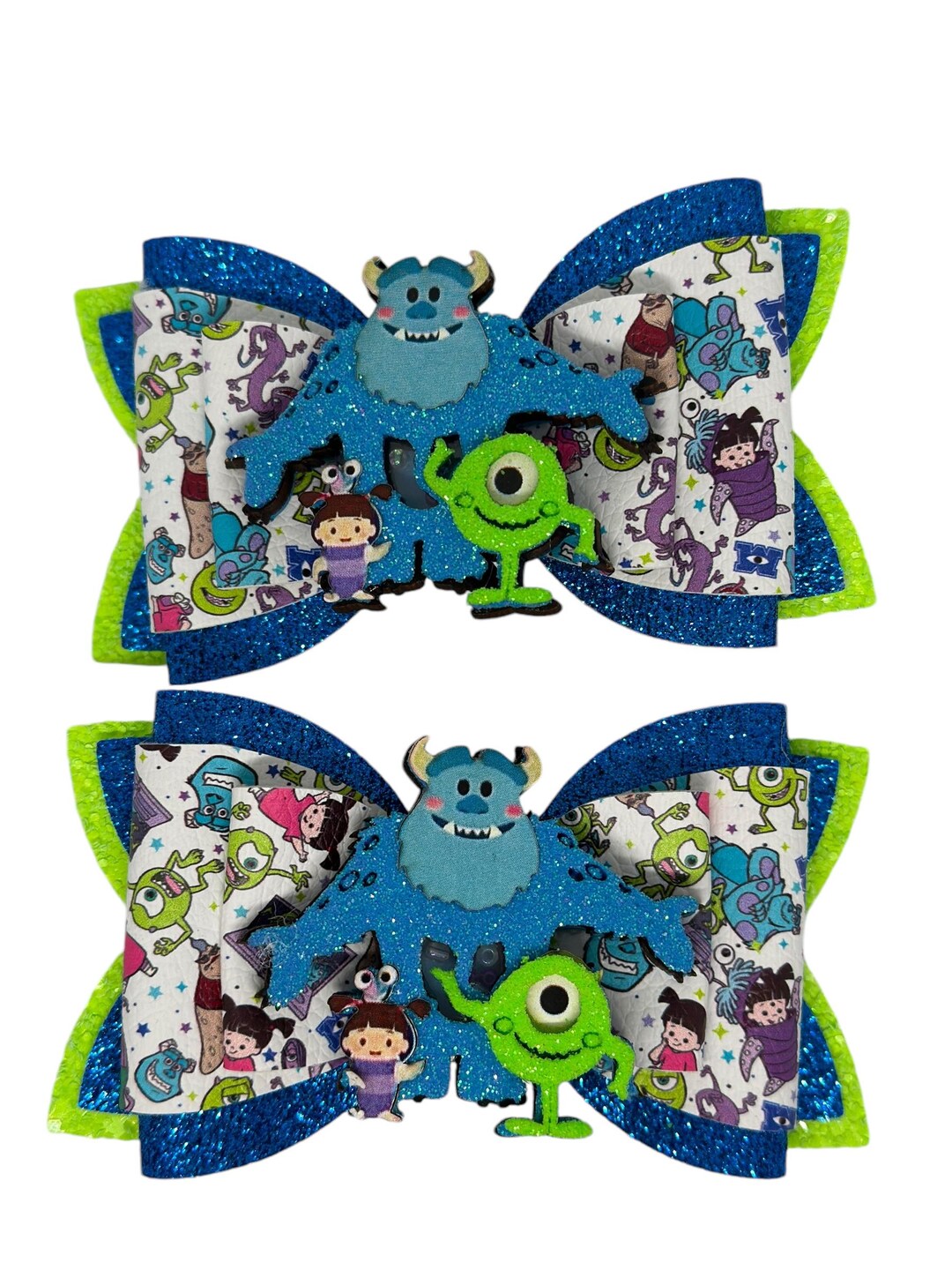 Monster Pigtail Bows, Blue Monster Pigtails, Monster Bows, Birthday ...