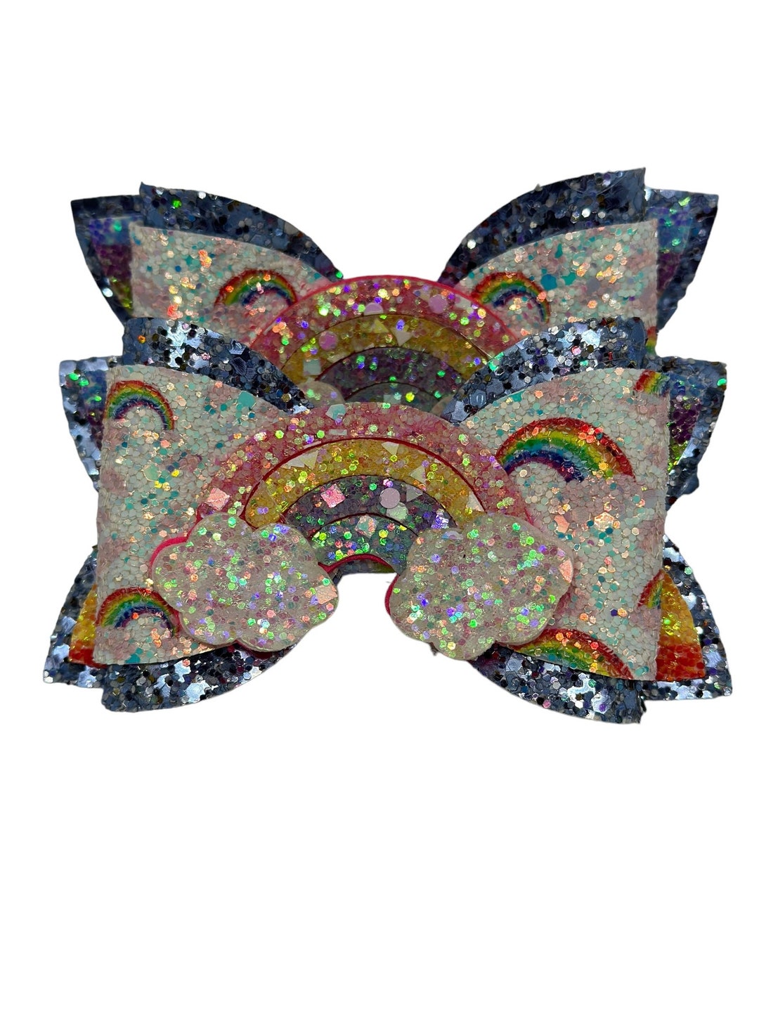 Rainbow Bow, Girls Pigtail Bows, Girls Glitter Bows, Girls Birthday ...