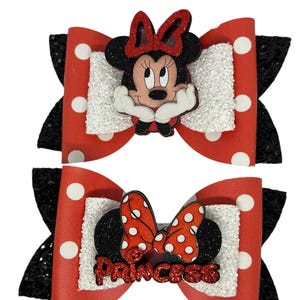 Girls Cute Mouse Pigtail Bows, Princess Bow, Polka Dots, Red Bow ...