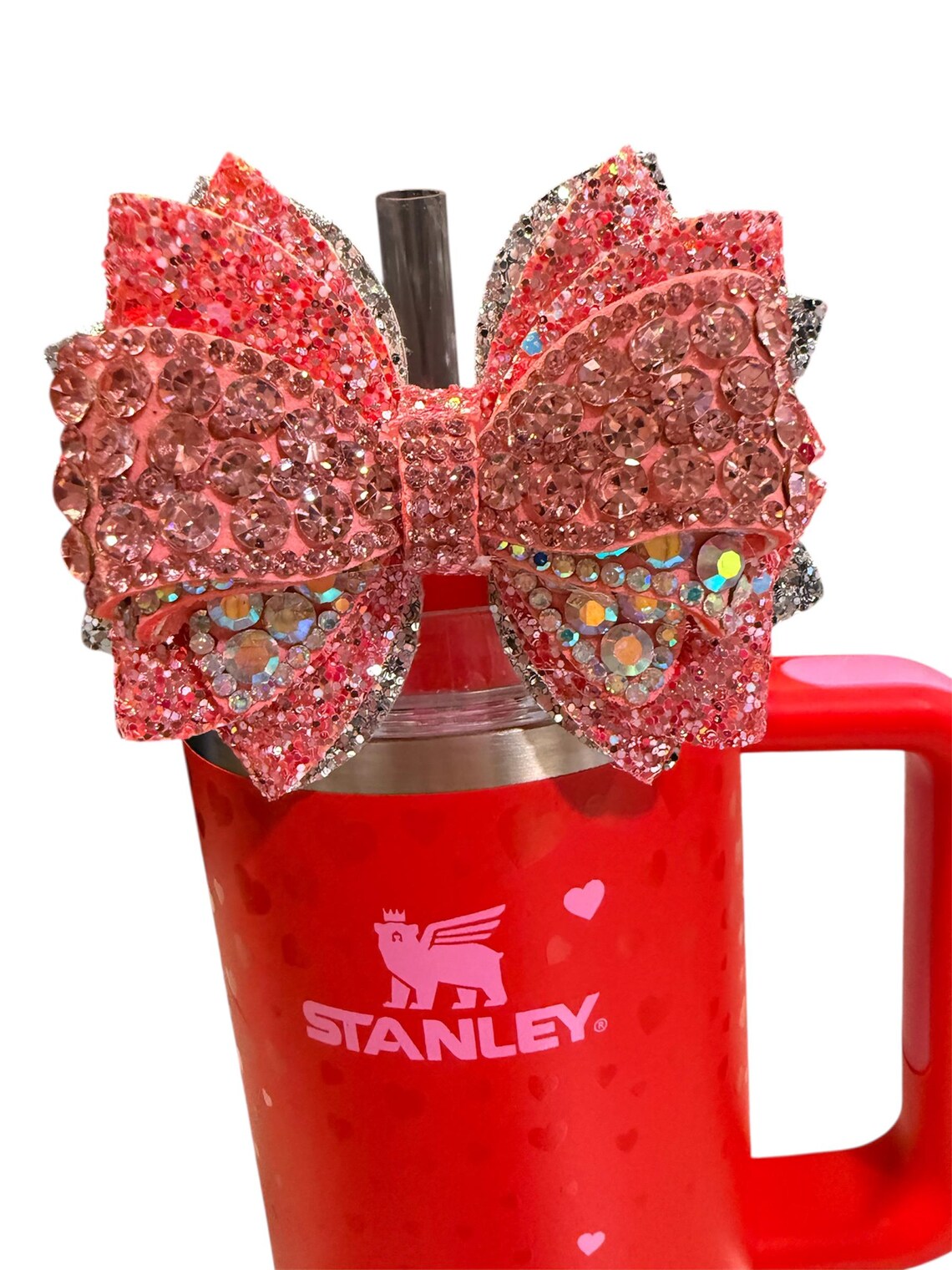 Pink Bling Tumbler Straw Bows, Diamond Bow Straw Topper, Tumbler Bows ...