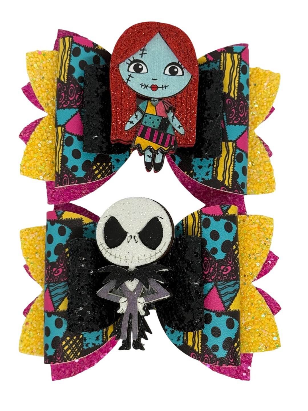 Halloween Bows, Sally and Jack Pigtail Bows, Nightmare Bow, Birthday ...