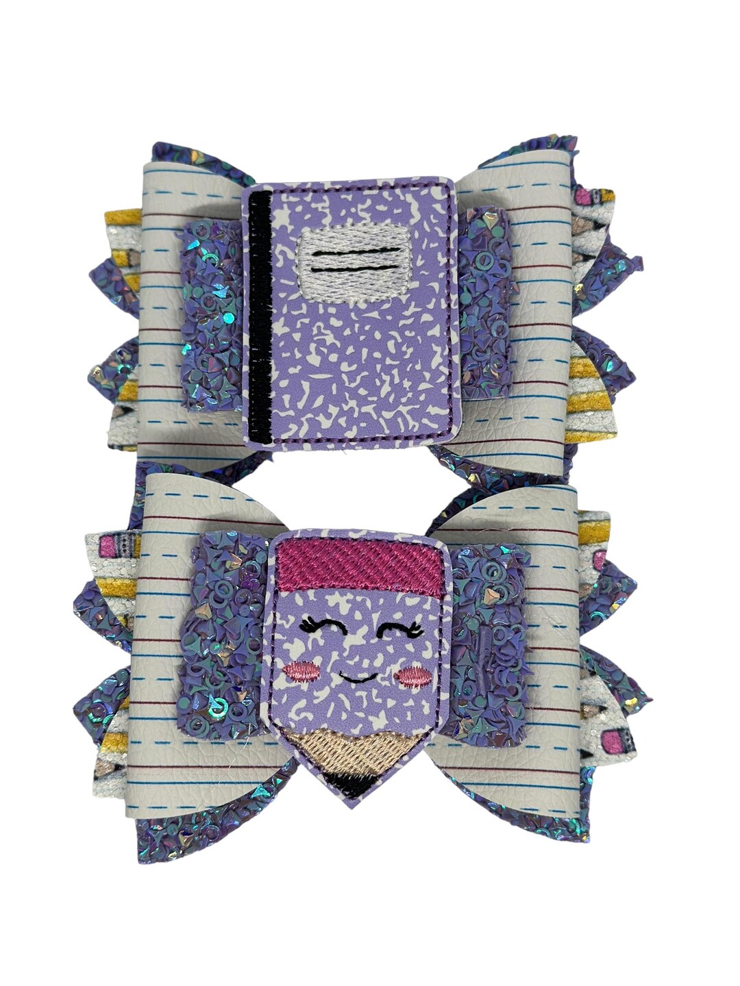 Back to School Pigtail Bows, Pencil and Paper Bows, School Bows, Pencil ...