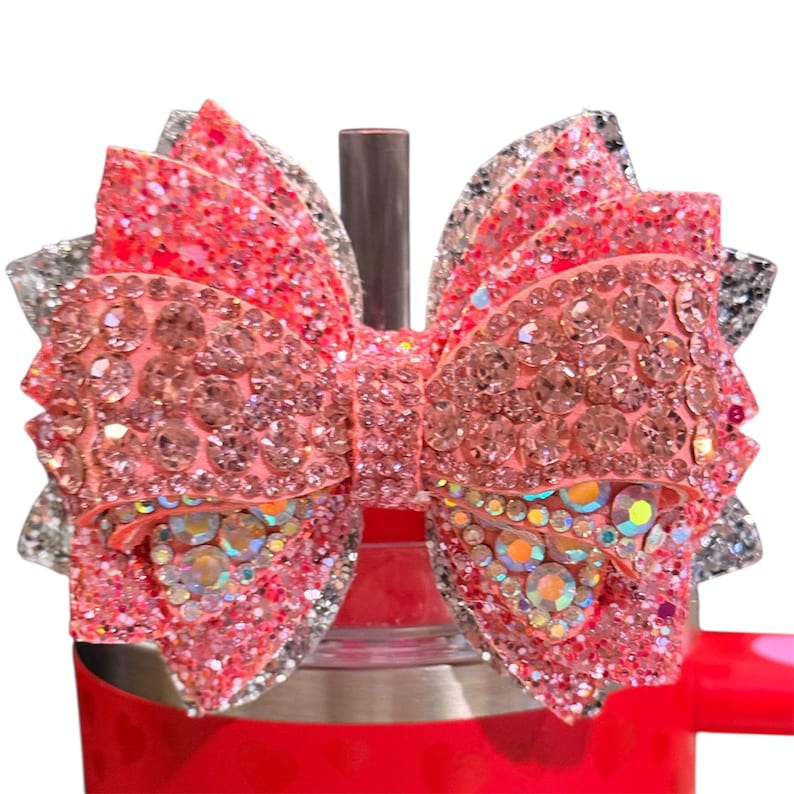 Pink Bling Tumbler Straw Bows, Diamond Bow Straw Topper, Tumbler Bows ...