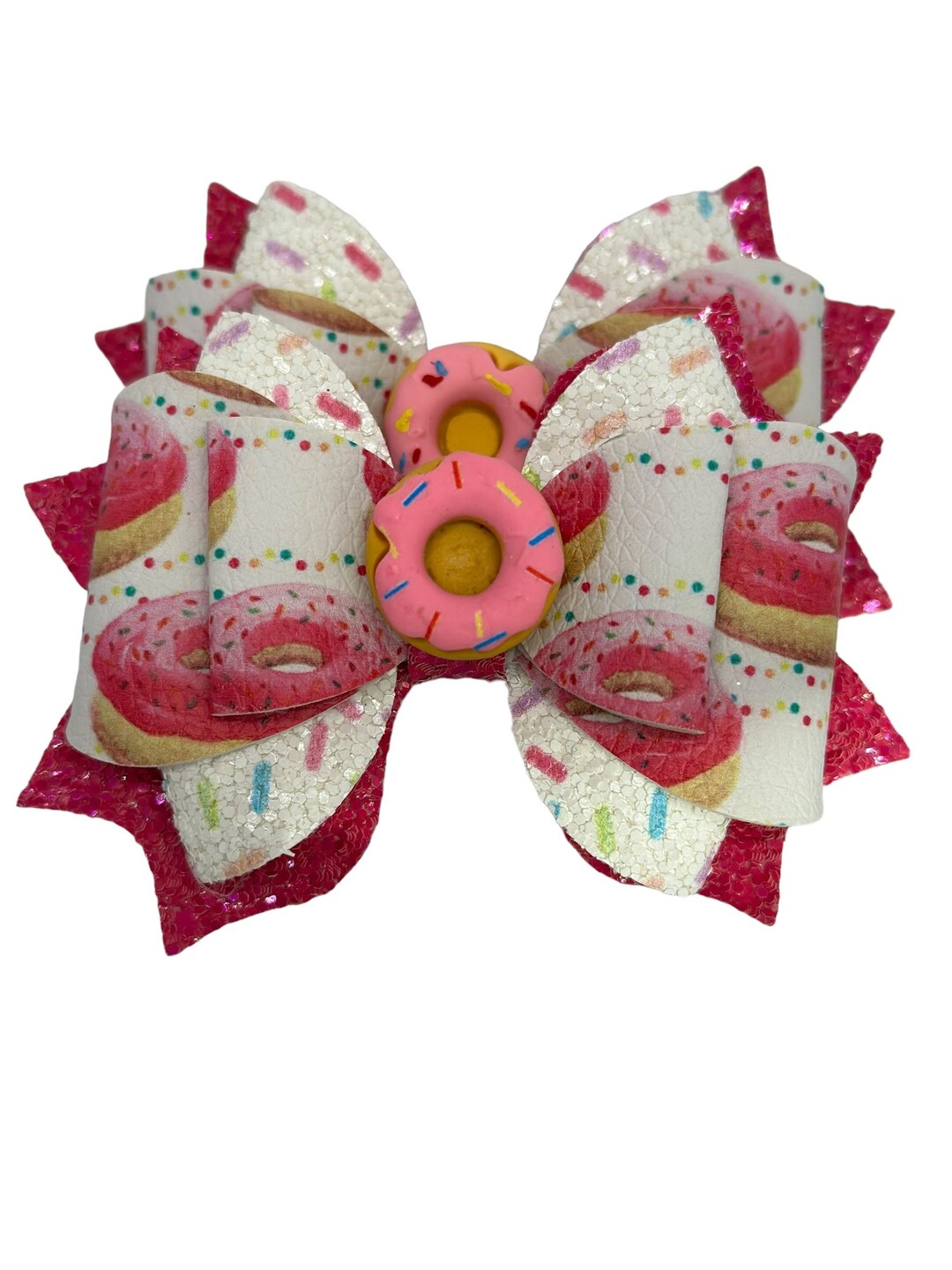 Girls 3.5 Inch Donut Pigtail Bows, Girls Doughnut Bows, Donut Pigtails ...