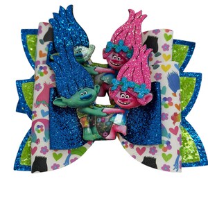 Girls Troll Bows, Troll Pigtails Bows, Branch and Poppy Bows, Branch ...