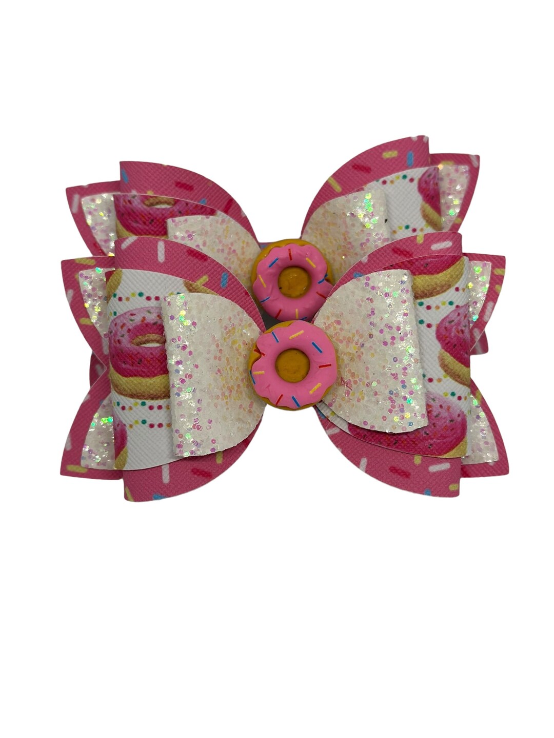 Girls 4 Inch Donut Pigtail Bows, Doughnut Bows, Girls Birthday Bows ...