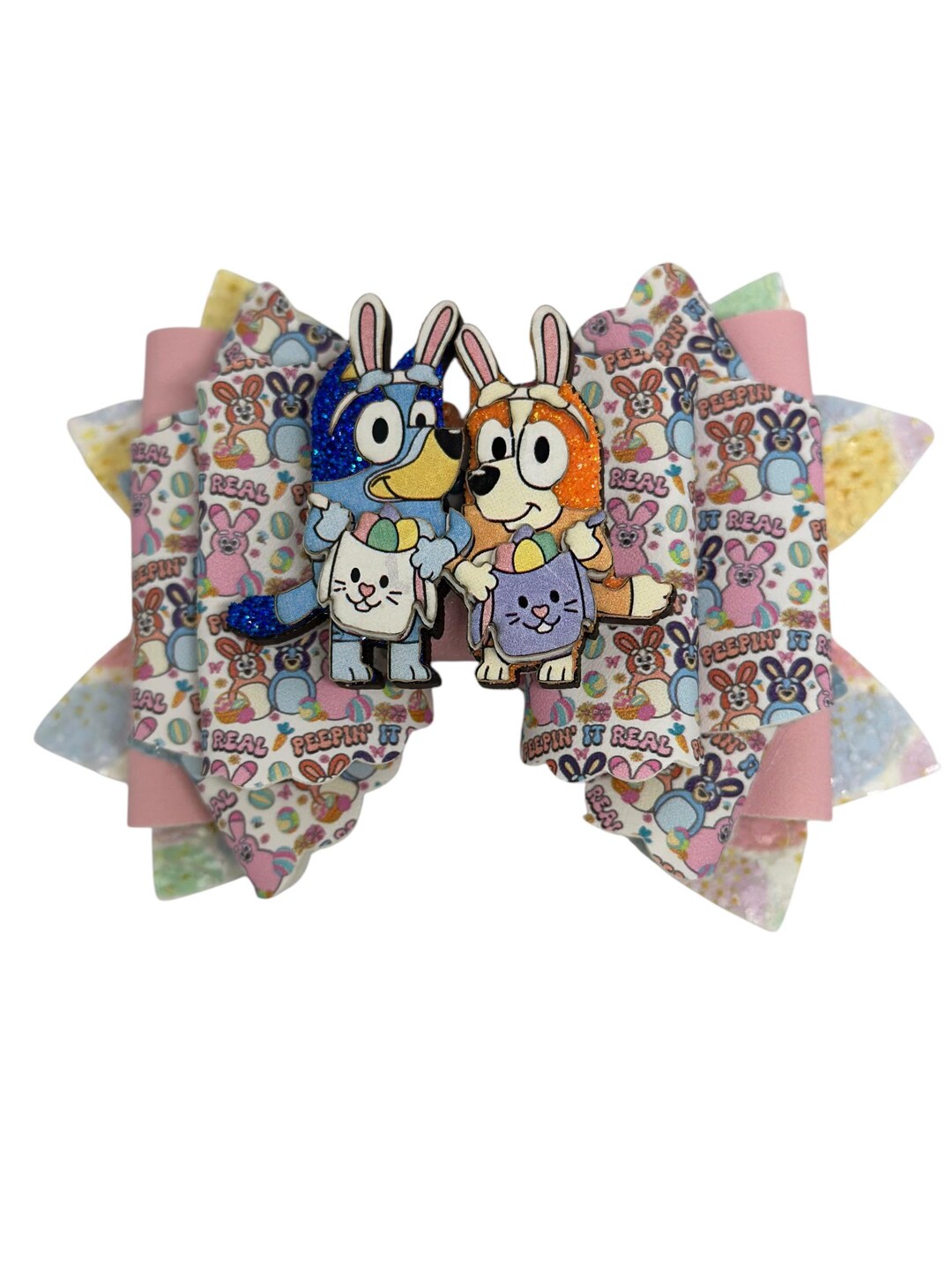 Bluey Easter Bows, Blue Heeler Sister Pigtail Bows, Bingo Bows, Bluey ...