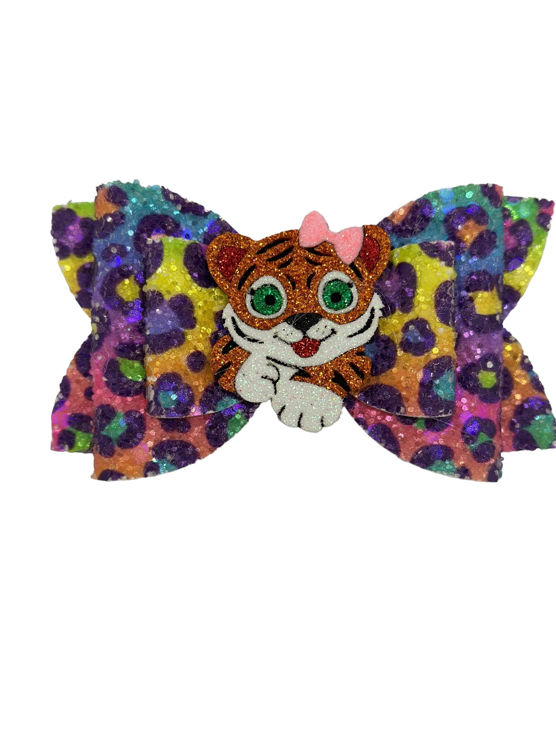 Lisa Frank Inspired Pigtail Bows, Rainbow Leopard Print Pigtail Bows ...