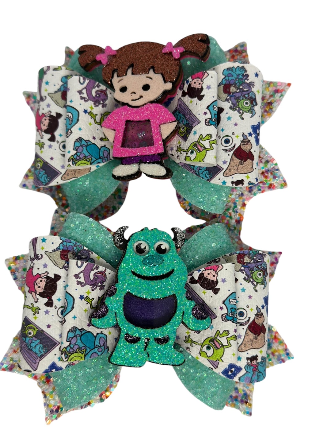 Monster Pigtail Bows, Blue Monster Pigtails, Monster Bows, Birthday ...