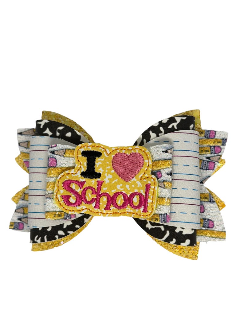 Back to School Pigtail Bows, Pencil and Paper Bows, School Bows, Pencil ...