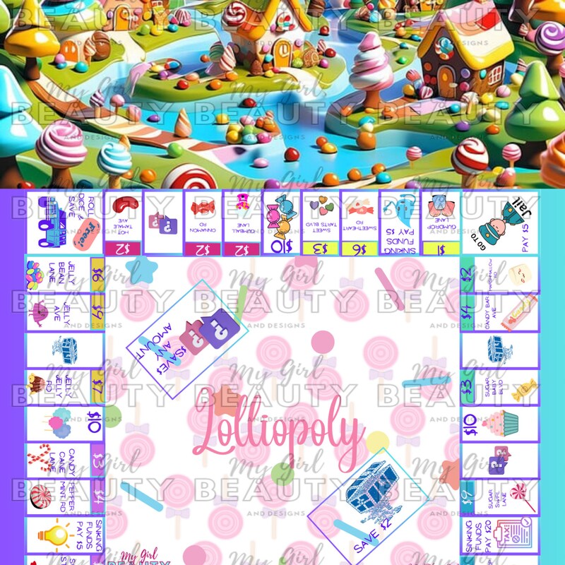 Candy Land Board Game Template - Etsy