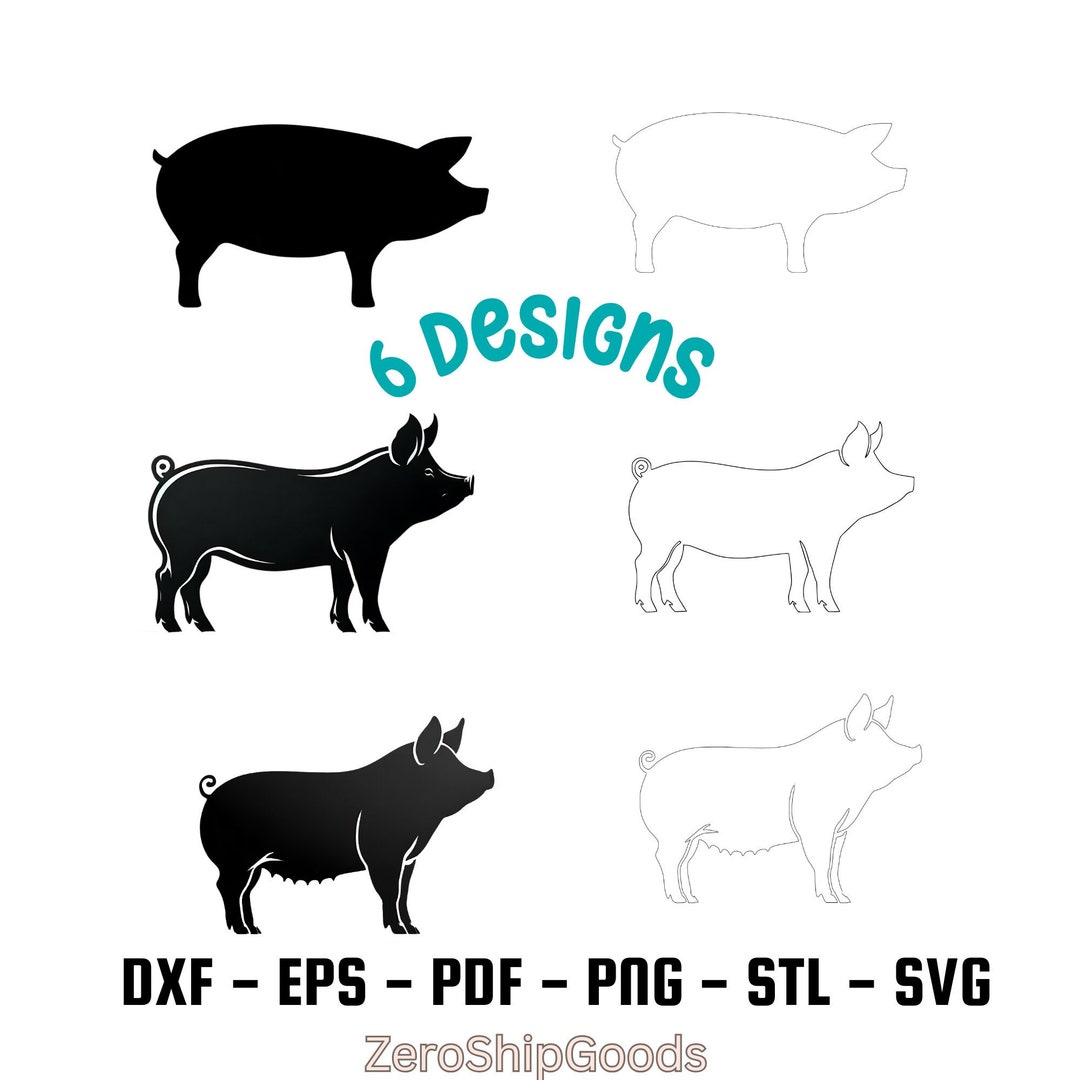 Show Pig Bundle SVG | Show Pig Digital Download | Pig Outline & Pig ...