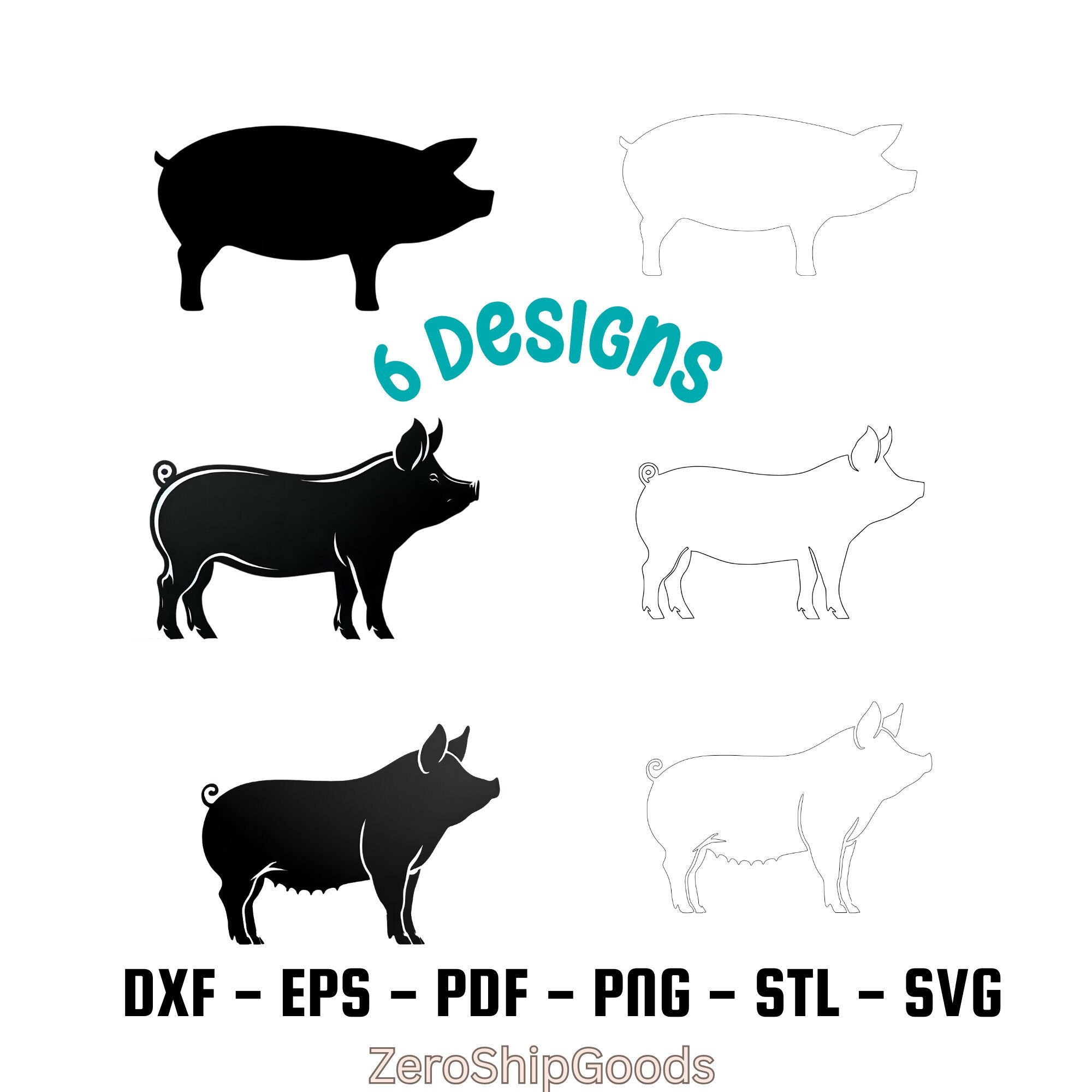 Show Pig Bundle SVG | Show Pig Digital Download | Pig Outline & Pig ...