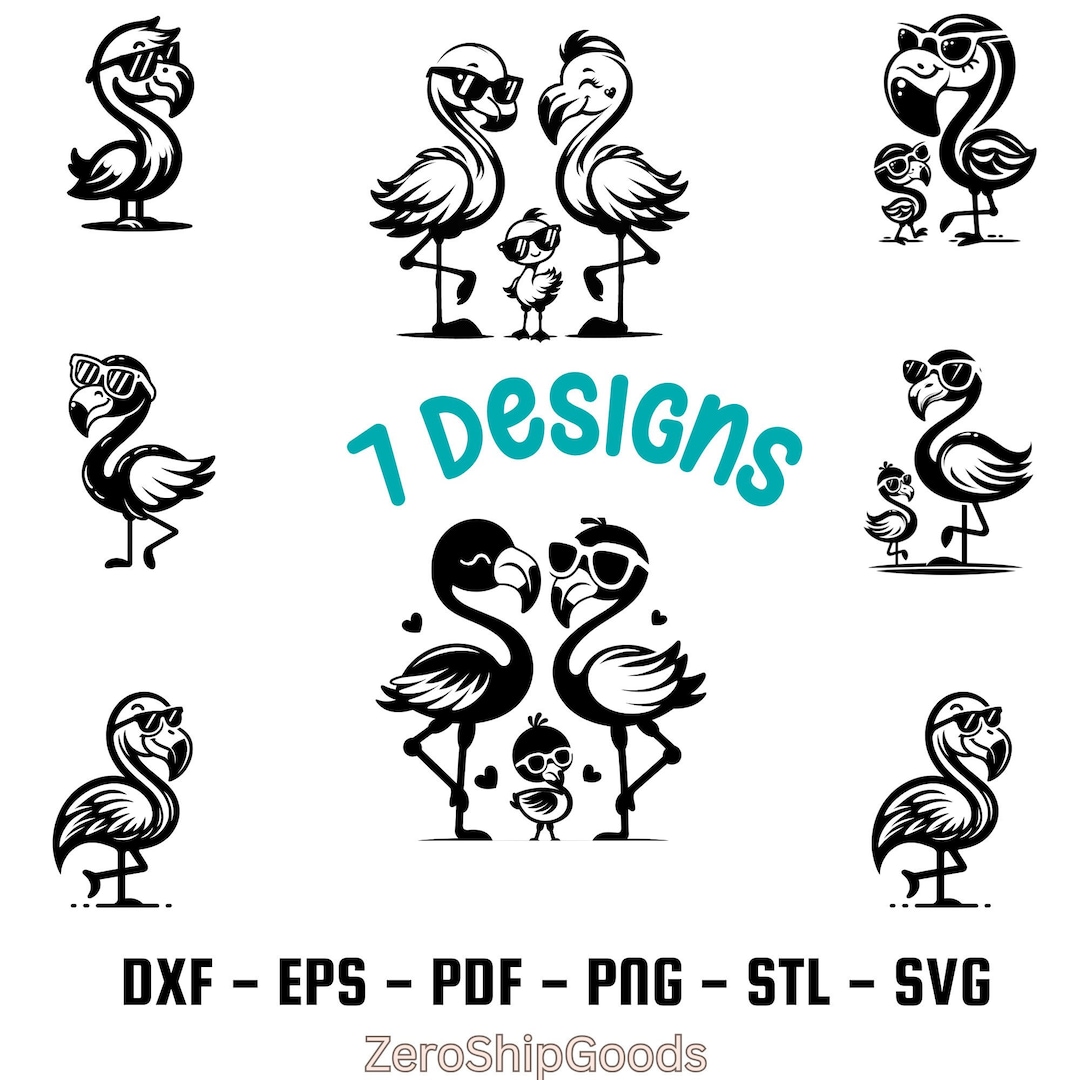 FLAMINGO BUNDLE SVG, Flamingo With Sunglasses, Dxf, Flamingo Svg Files ...